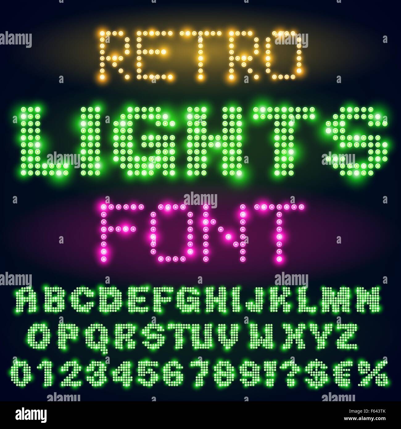 Night lights font Stock Vector Image & Art - Alamy