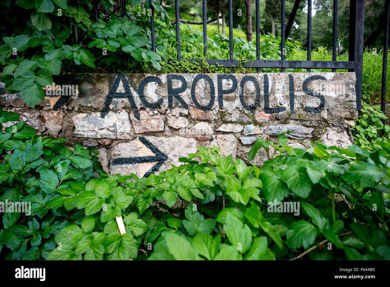Signpost to The Acropolis in Athens, Greece Stock Photo - Alamy