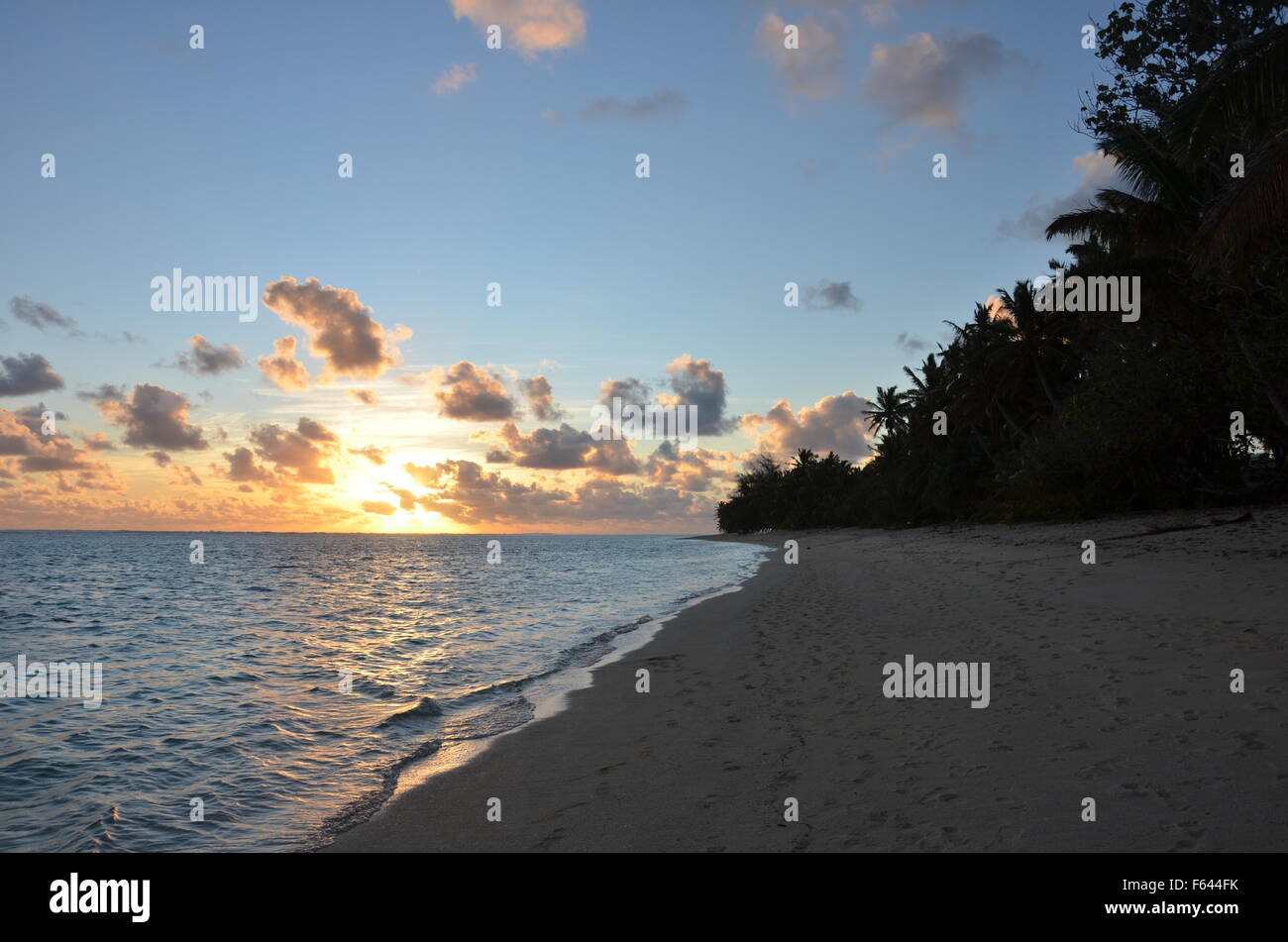 Sunset in the Cook Islands Stock Photo - Alamy