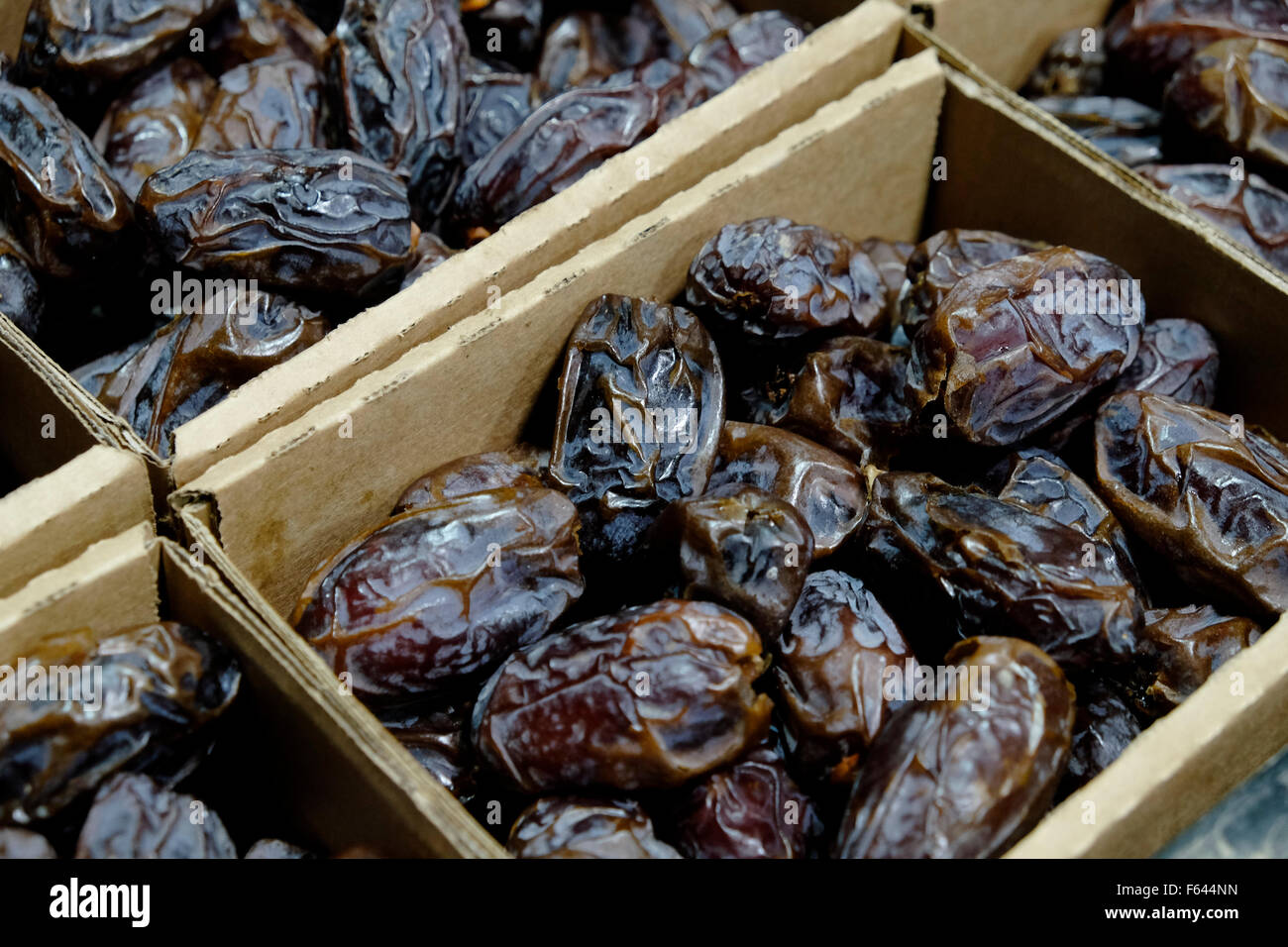 Dried Medjool dates at a date packaging factory of Meshek Arbel in ...