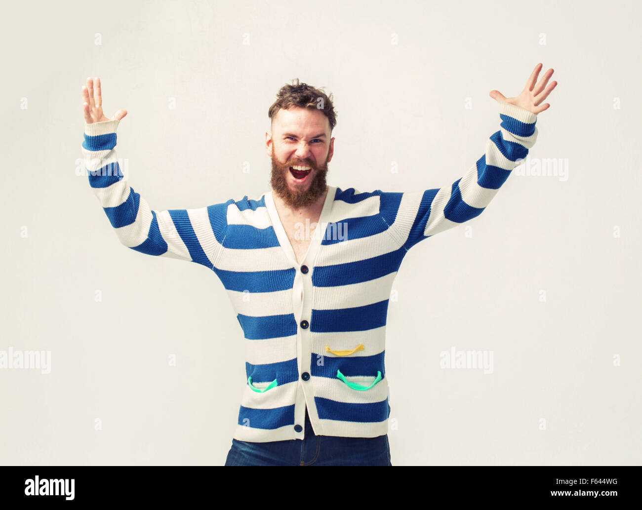Laughing bearded man closed hi-res stock photography and images - Alamy