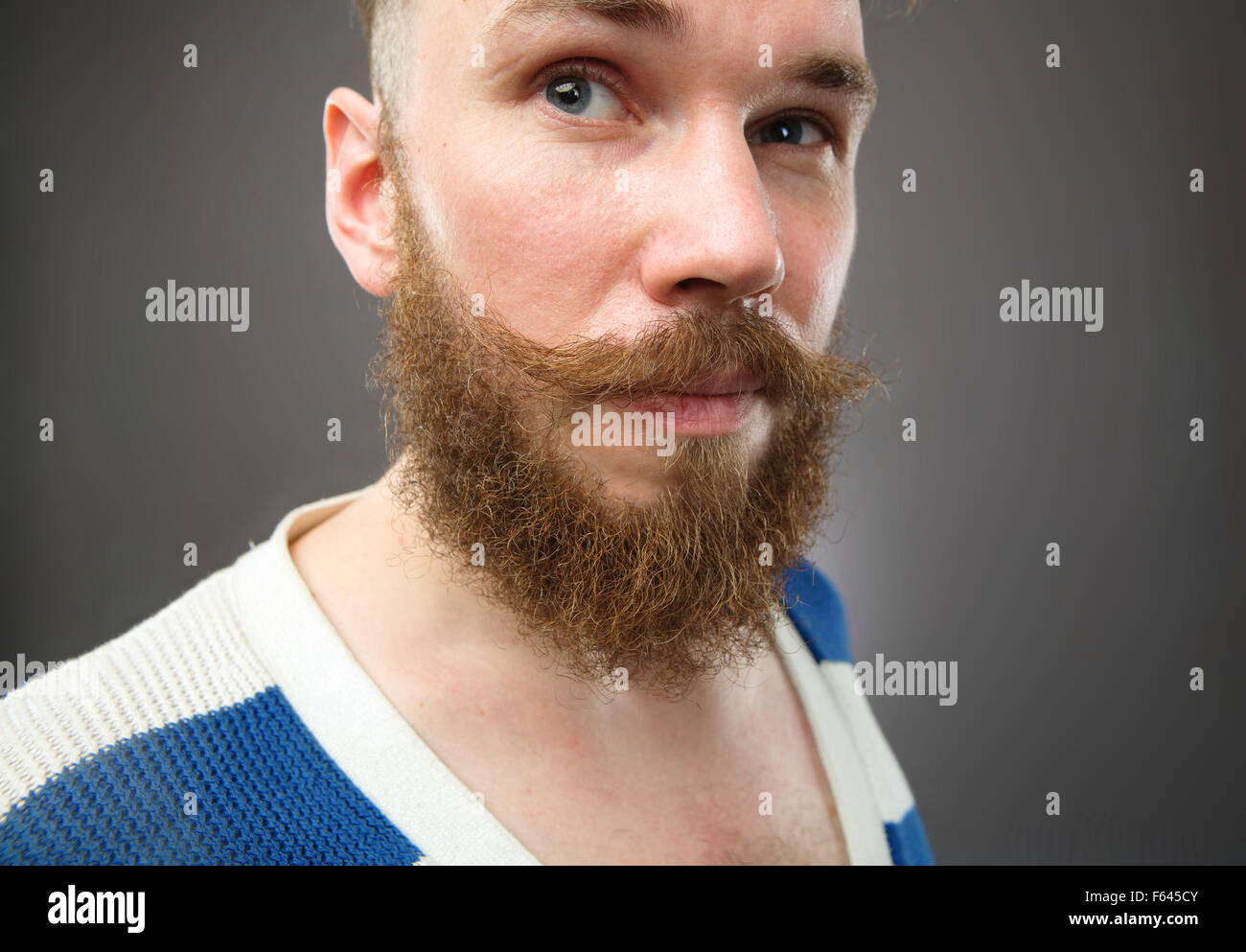 Beard man portrait close up studio black background Stock Photo - Alamy