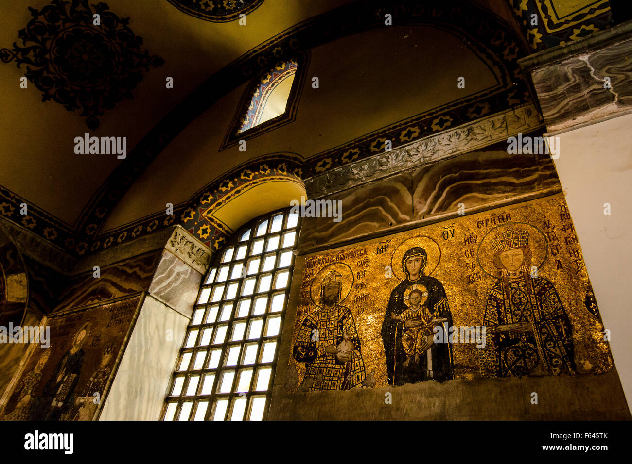 Historic religious mural depicts Christ among ancient architecture in a ...