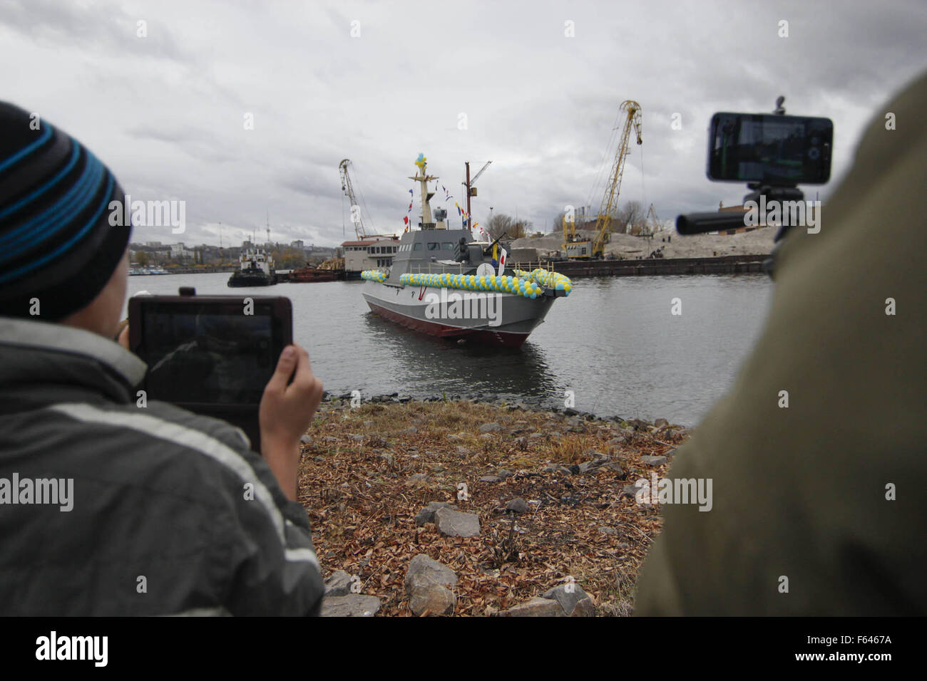 Kiev, Ukraine. 11th Nov, 2015. A small armored artillery boat class ...