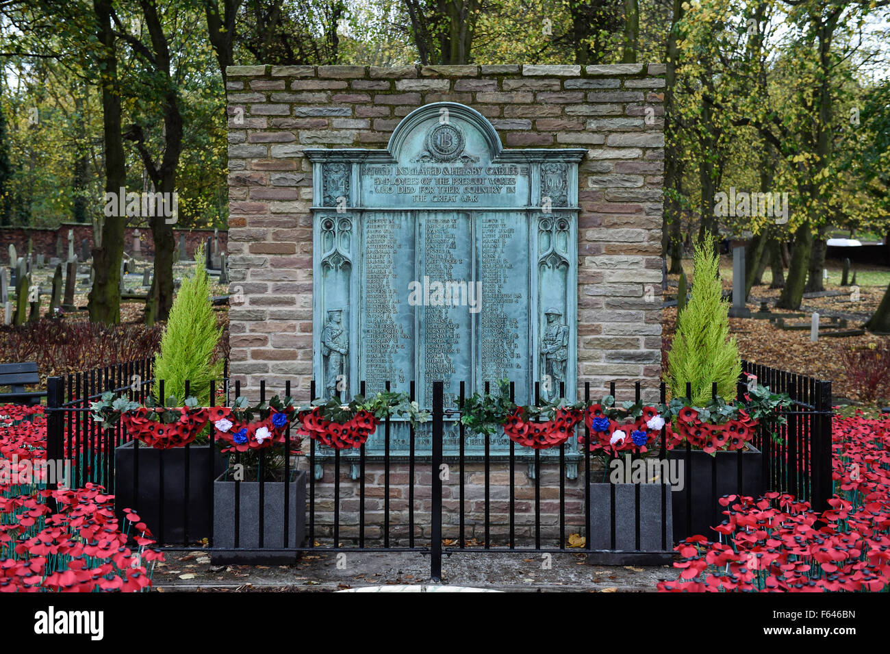 BICC War Memorial.St Mary's Church,Prescot,Merseyside Stock Photo - Alamy