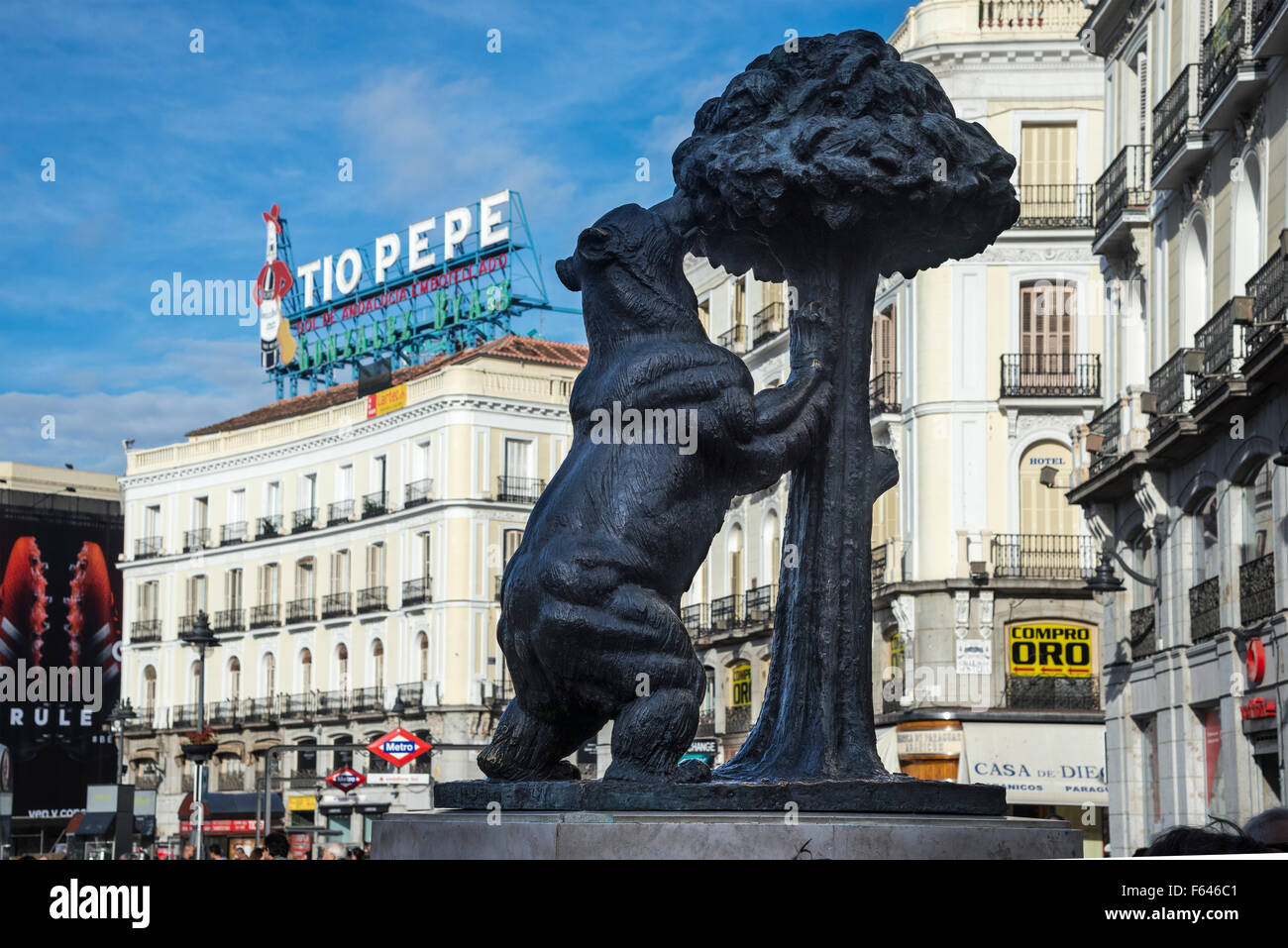 A statue of the Bear and the Madroño tree, the heraldic symbol of ...
