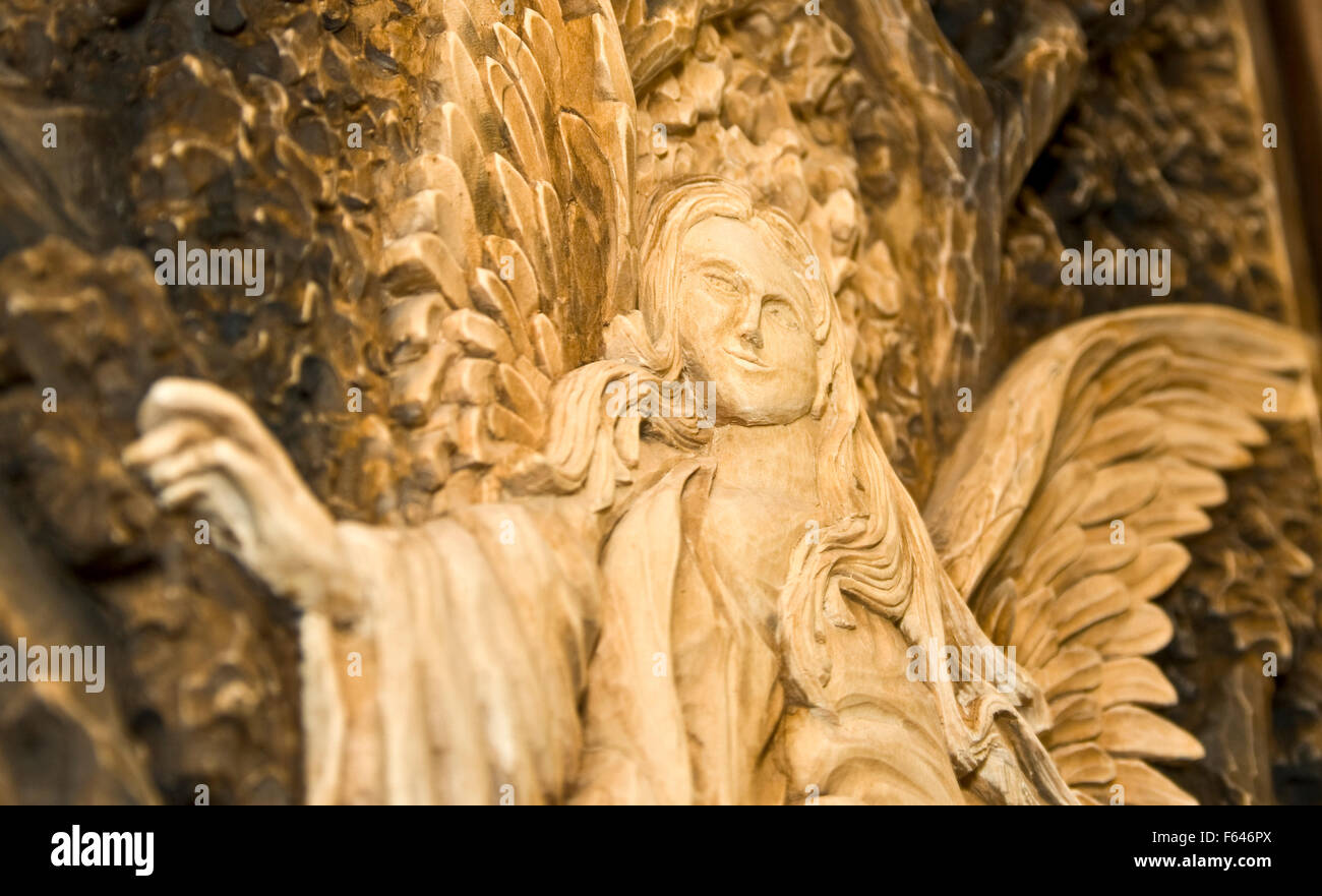 Wood engraving of angel Stock Photo - Alamy