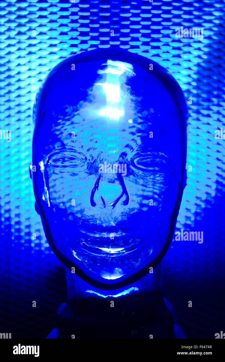Transparent blue glass human head Stock Photo - Alamy