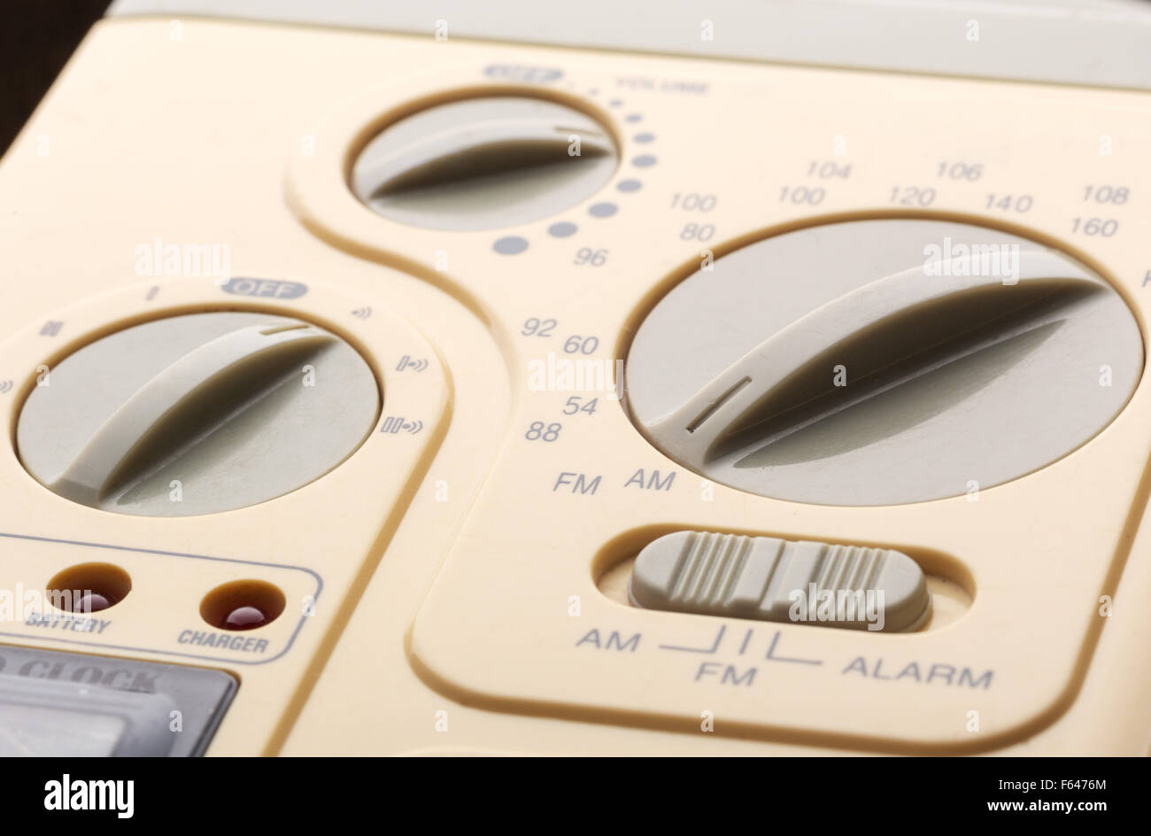 Beige control panel of radio with many buttons, closeup picture Stock ...