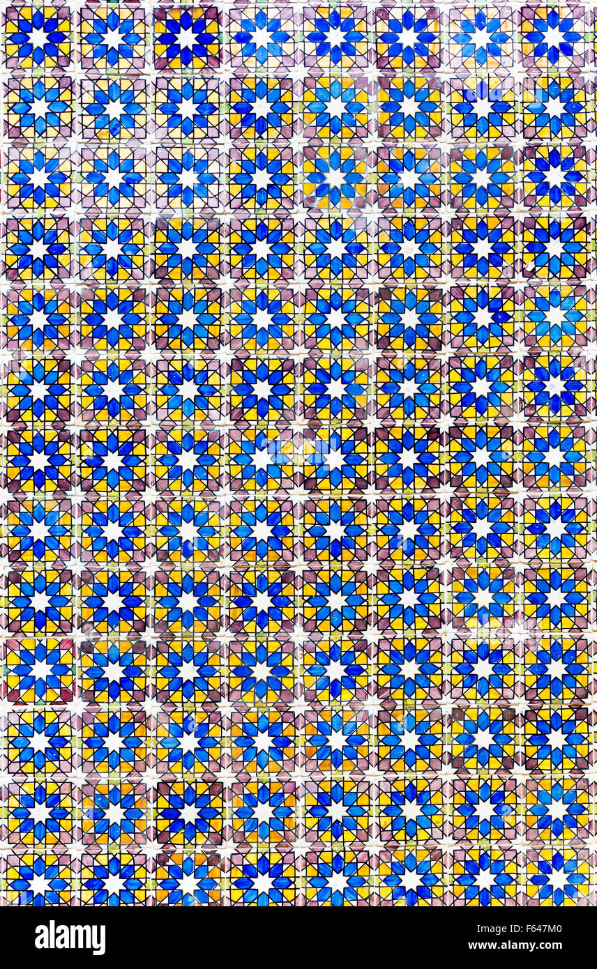 Blue mosaic pattern of ceramic tile on the wall Stock Photo - Alamy