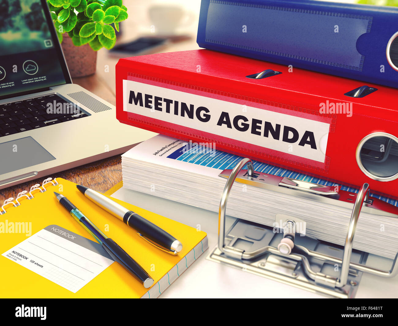 Meeting Agenda - Red Office Folder on Background of Working Table with ...