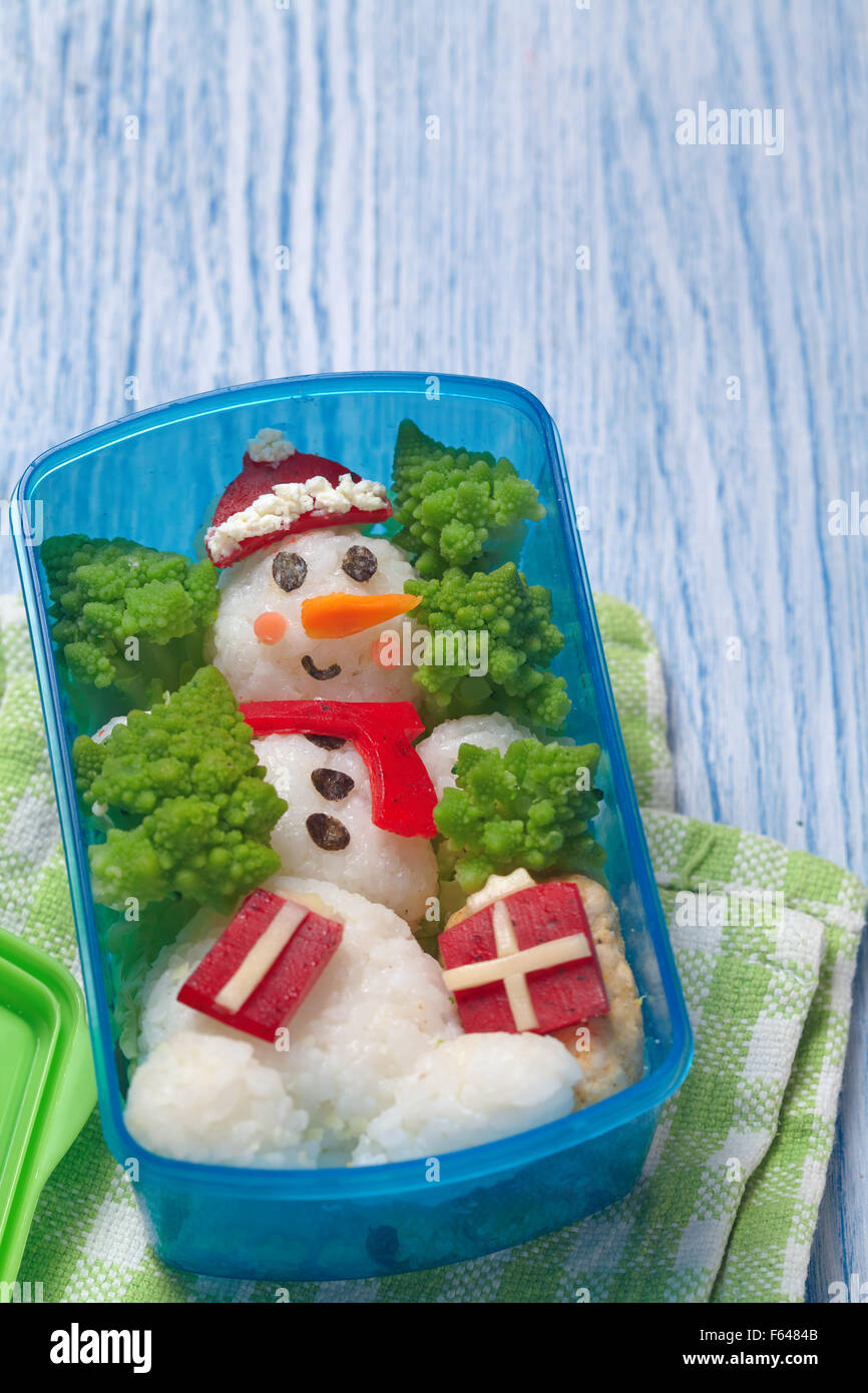 Holiday lunch box with snowman for kids Stock Photo - Alamy