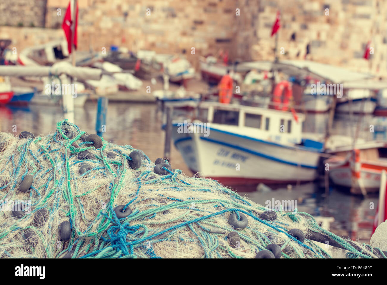 Fishing nets closeup. Background of fishing nets and floats Stock Photo ...
