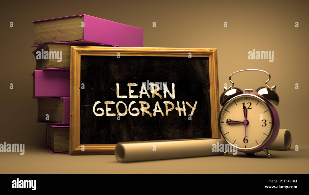Learn Geography - Chalkboard with Hand Drawn Inspirational Quote, Stack ...