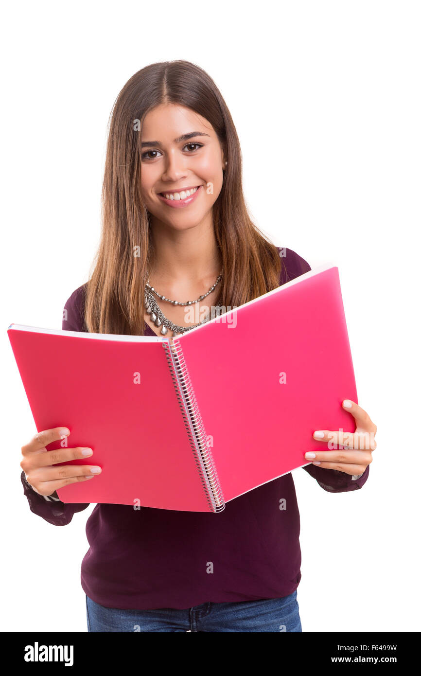 Young student posing over a white background Stock Photo - Alamy