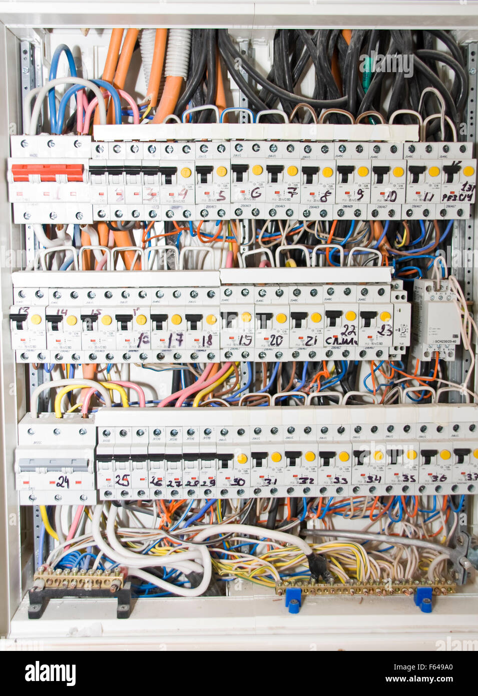 Rows of fuseboxes Stock Photo - Alamy
