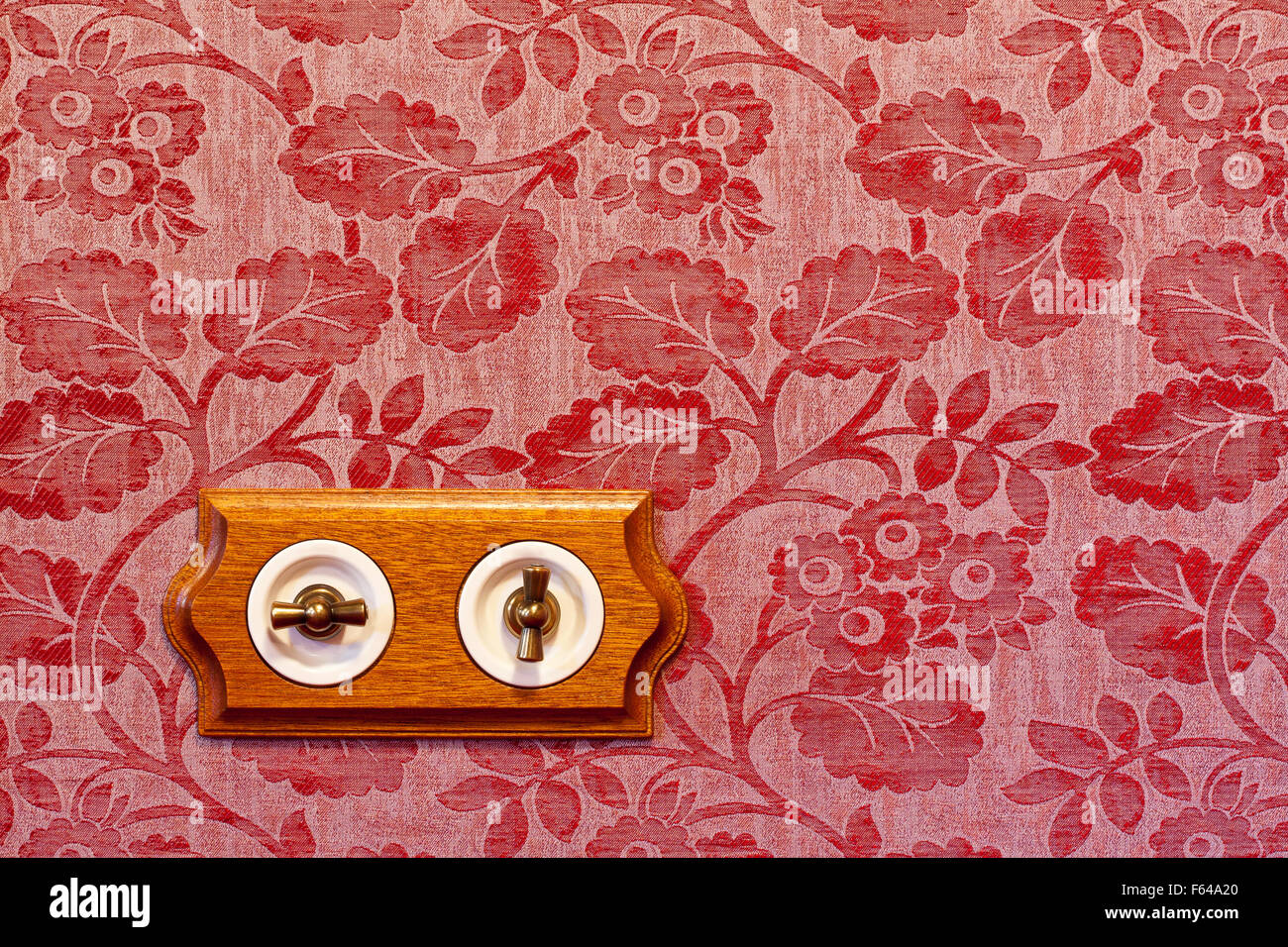 Antique wooden light switch on the wall Stock Photo - Alamy