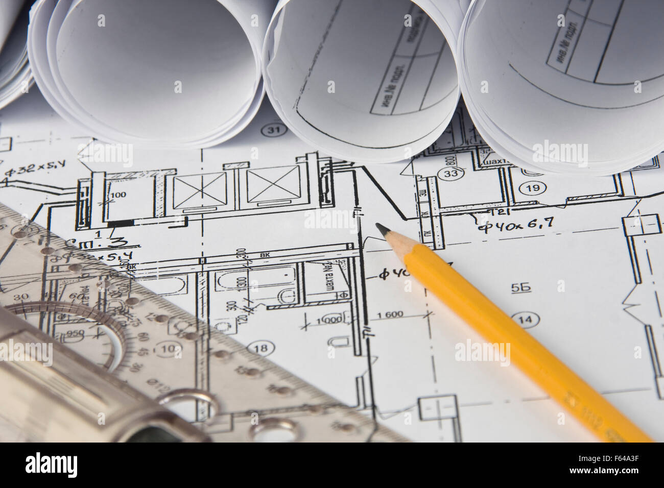 Architectural design with attributes Stock Photo - Alamy