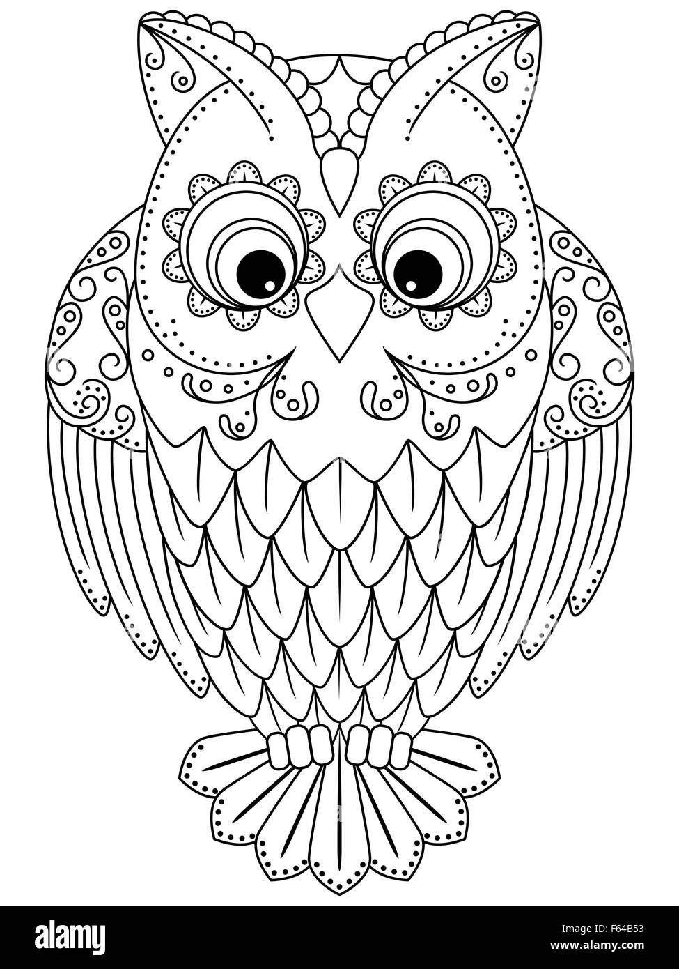 Abstract outline of big owl, cartoon vector illustration isolated on a ...