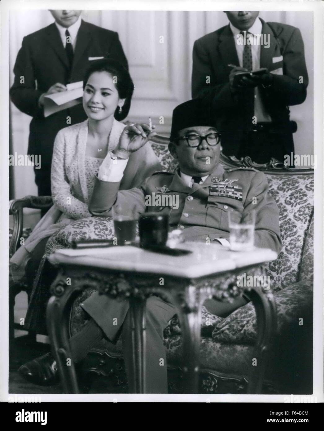 1957 - President SUKARNO of Indonesia with his last wife DEVI at a ...