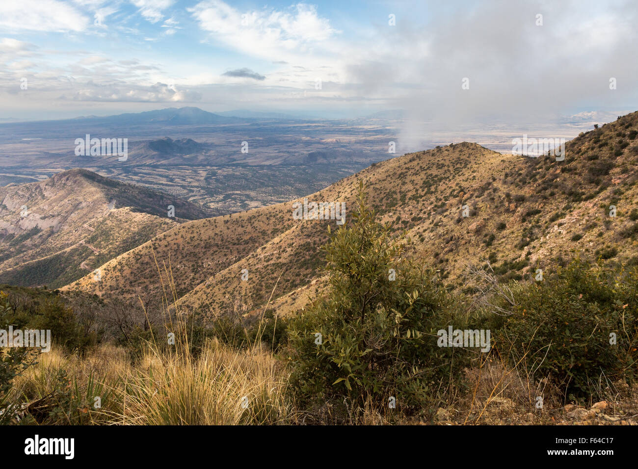 Rain and sleet falling above the Huachuca Mountains, Miller Peak ...