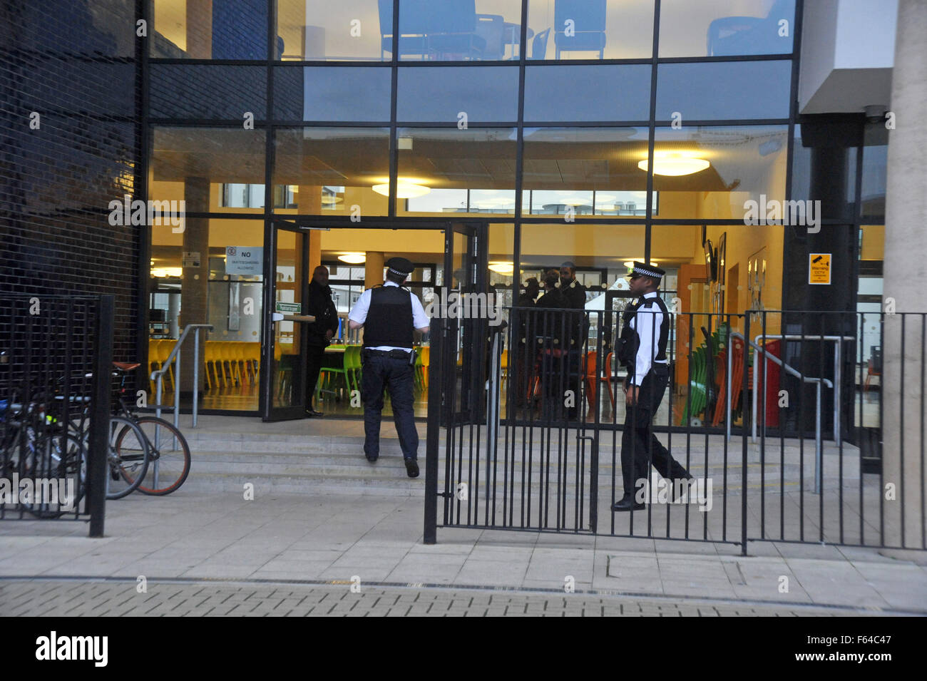 London, UK, 11 November 2015, The front entrance of Southfields Academy ...