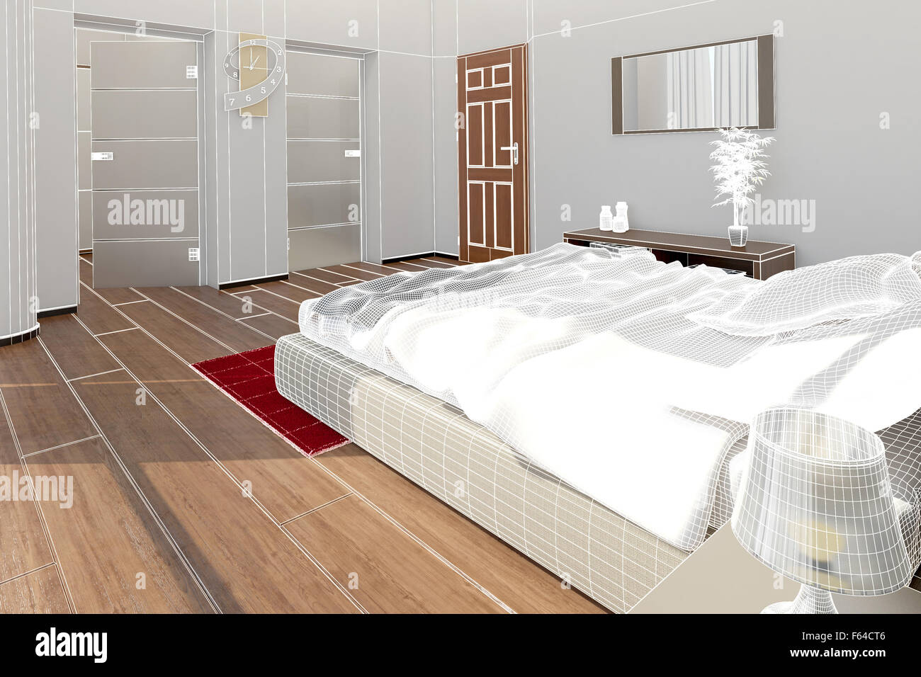3D Interior rendering of a modern bedroom Stock Photo - Alamy