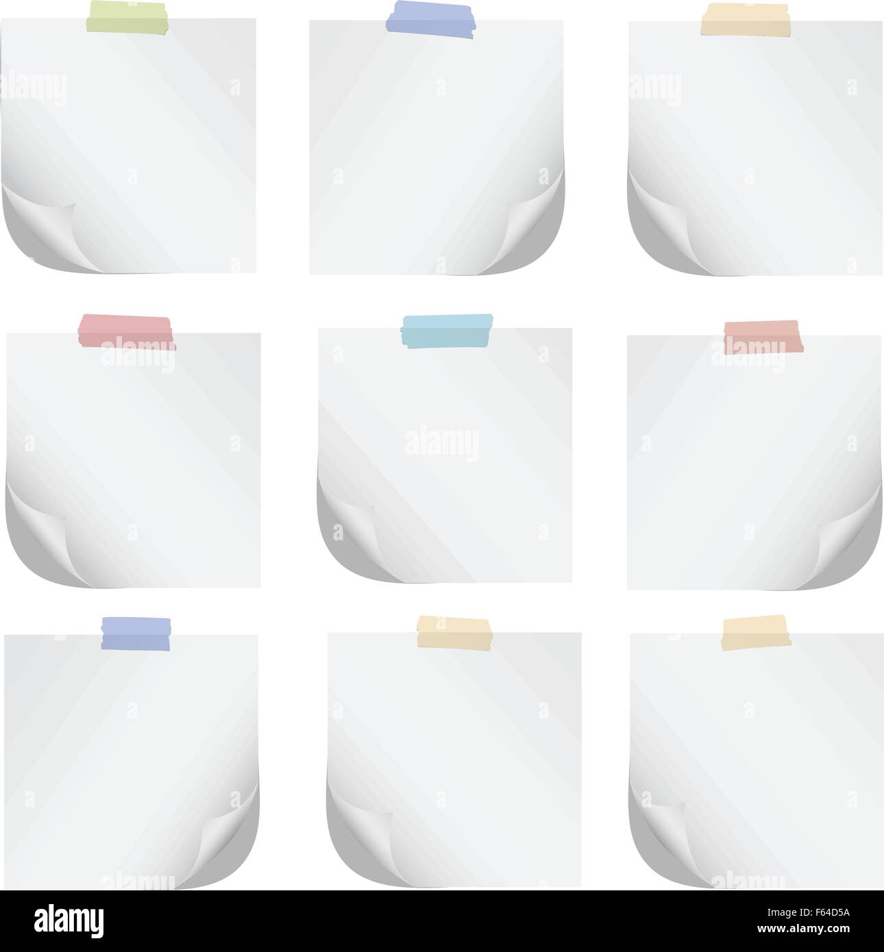 Set of various gray note papers on white background Stock Vector Image ...