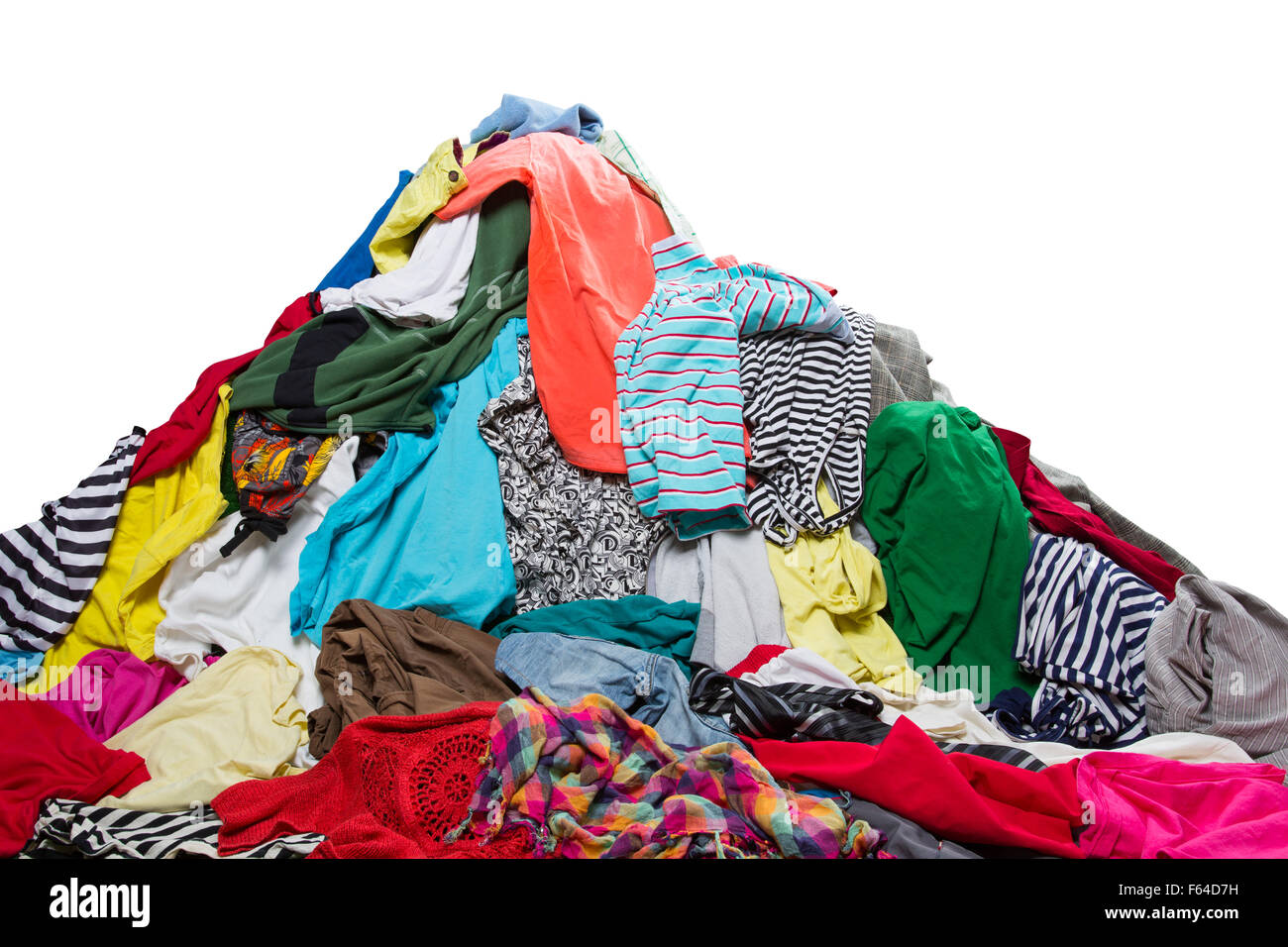 Big heap of colorful clothes isolated on white Stock Photo - Alamy