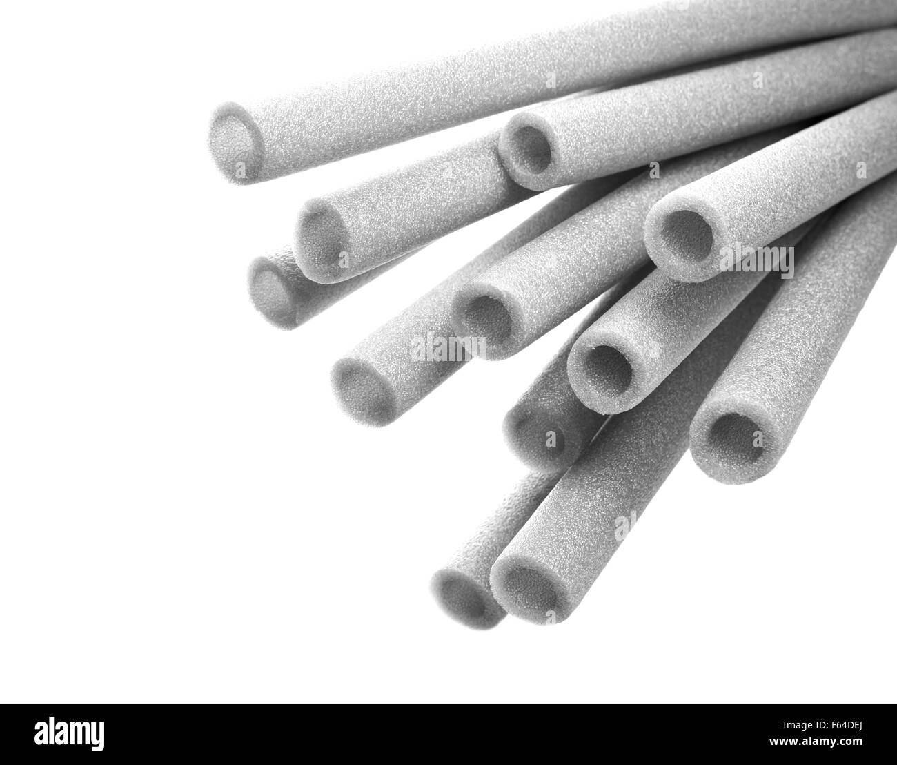 Closeup view thermal insulation foam pipes Stock Photo - Alamy
