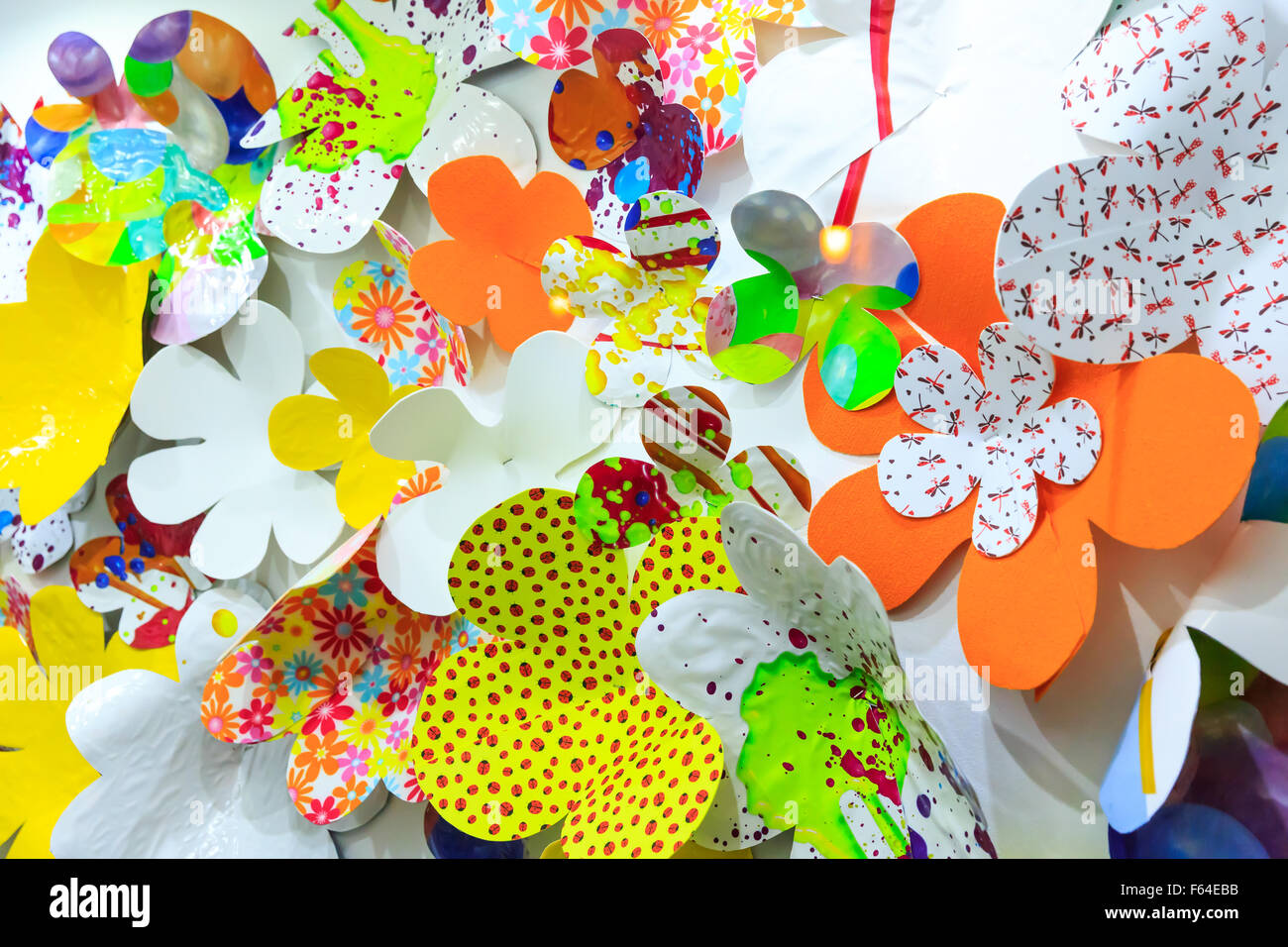 Bright multicolored paper flowers background Stock Photo - Alamy