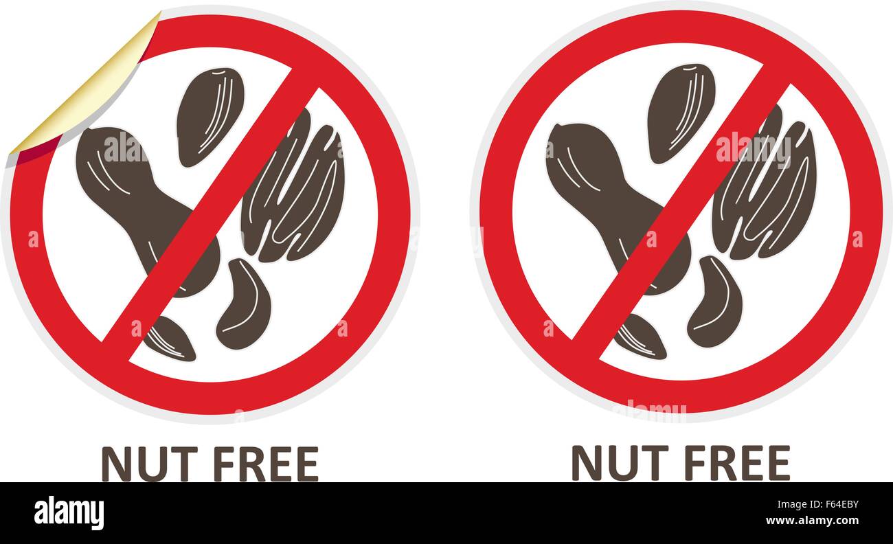 Nut free vector stickers and icons for allergen free products Stock ...
