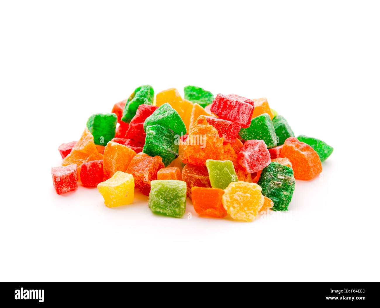 Different colorful succade heap isolated on white Stock Photo - Alamy