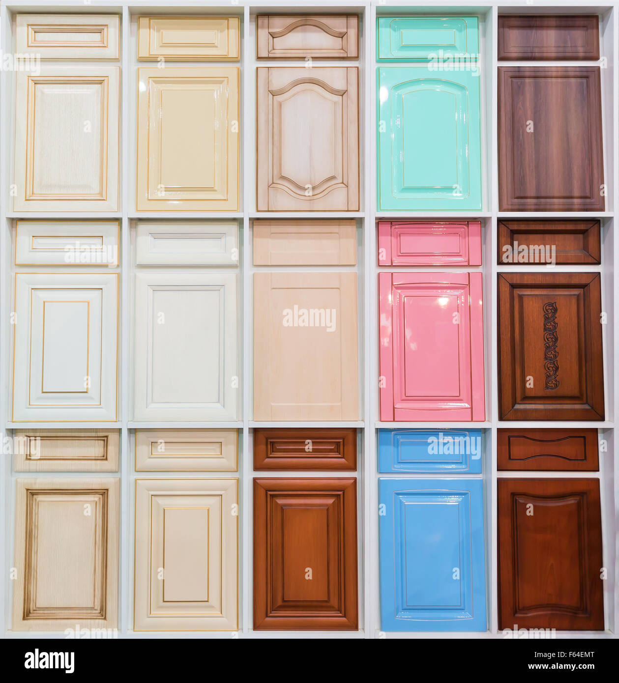 Set of lots of different pastel wooden doors Stock Photo - Alamy