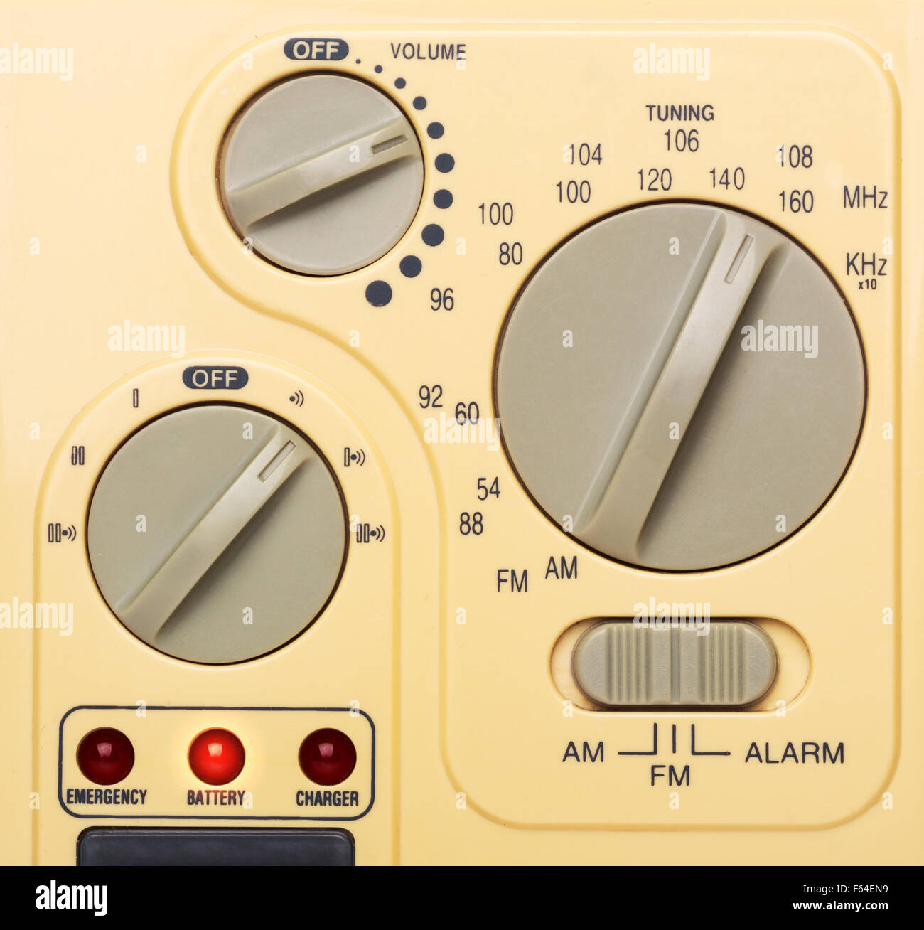 Beige control panel of radio, closeup picture Stock Photo - Alamy