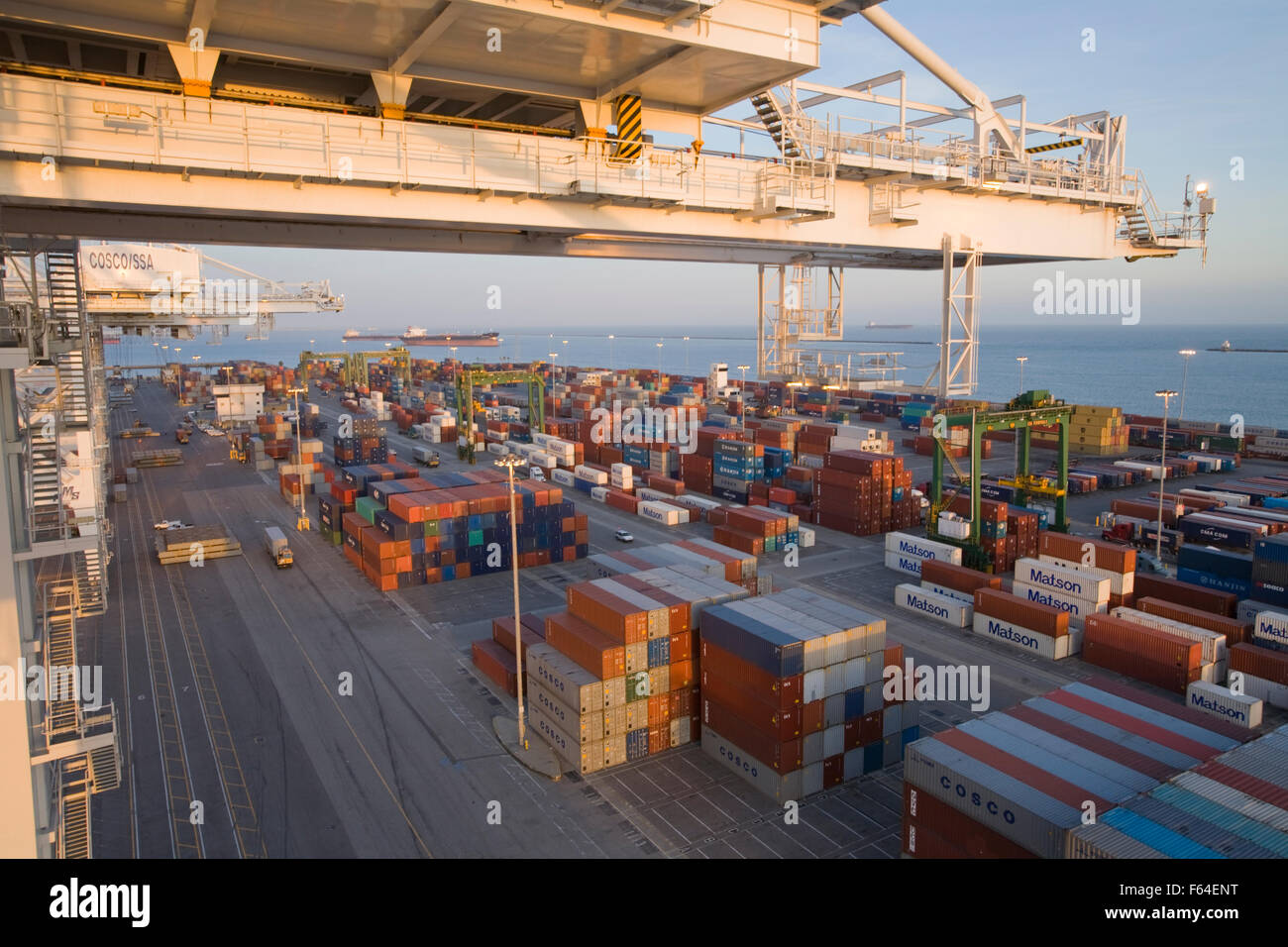 shipping container being loaded on ship Stock Photo - Alamy
