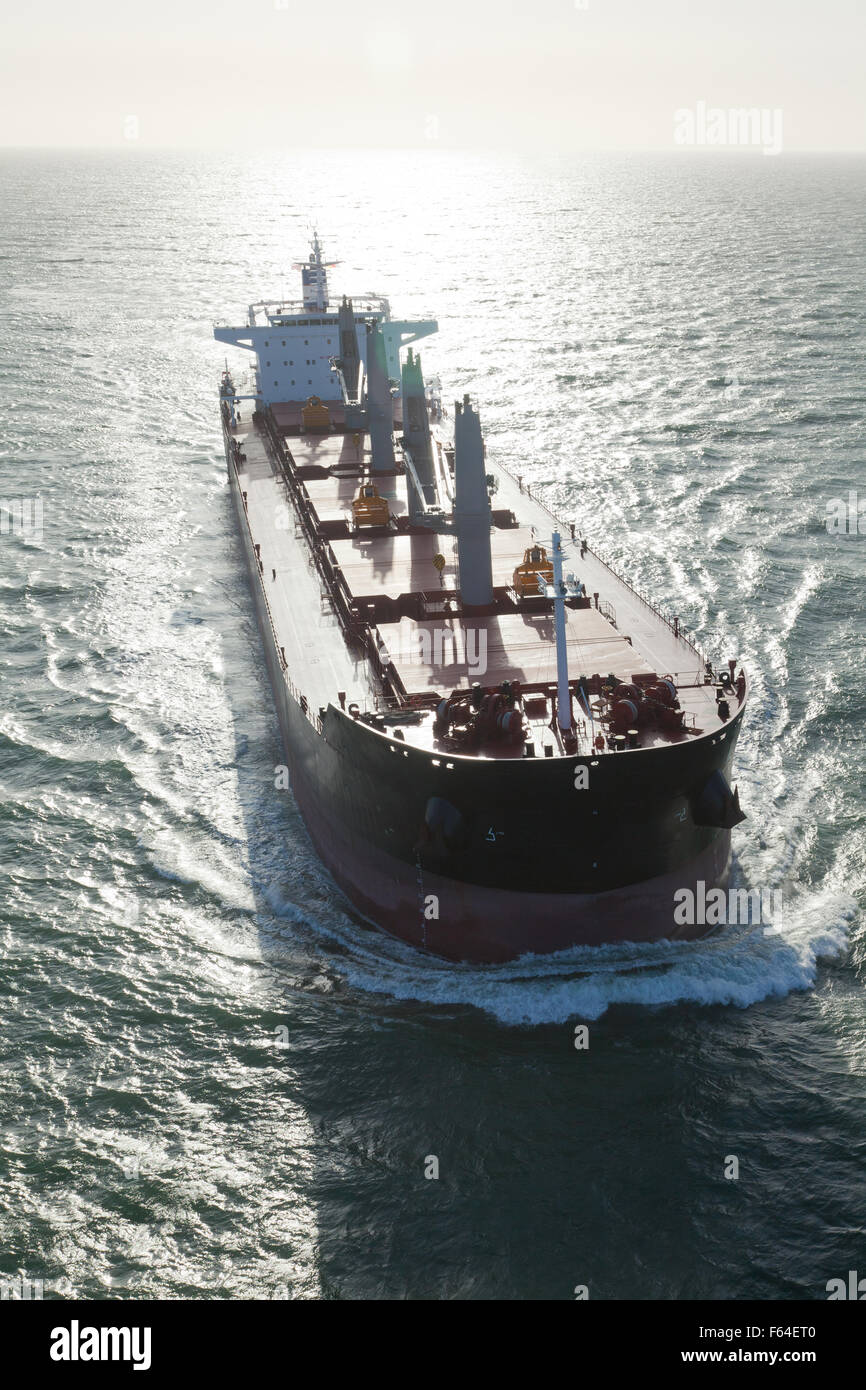 freighter bulk carrier ship at sea aerial Stock Photo - Alamy
