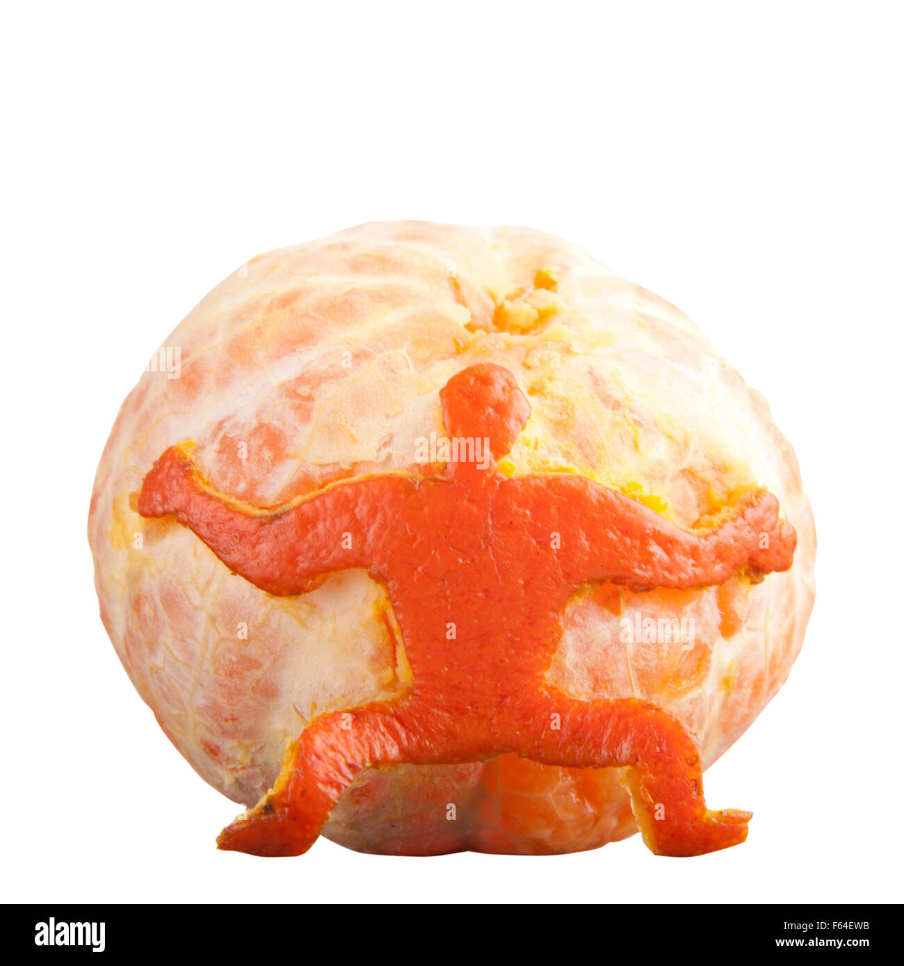 A strong man of peel holding big mandarin. Isolated Stock Photo - Alamy