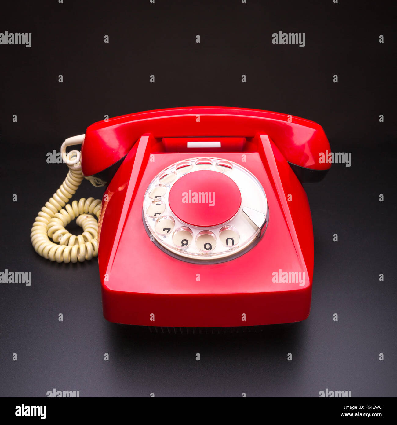 Macro of old red telephone Stock Photo - Alamy