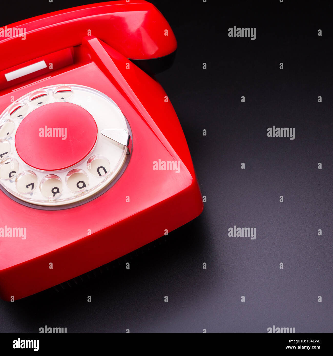 Closeup of vintage red telephone Stock Photo - Alamy