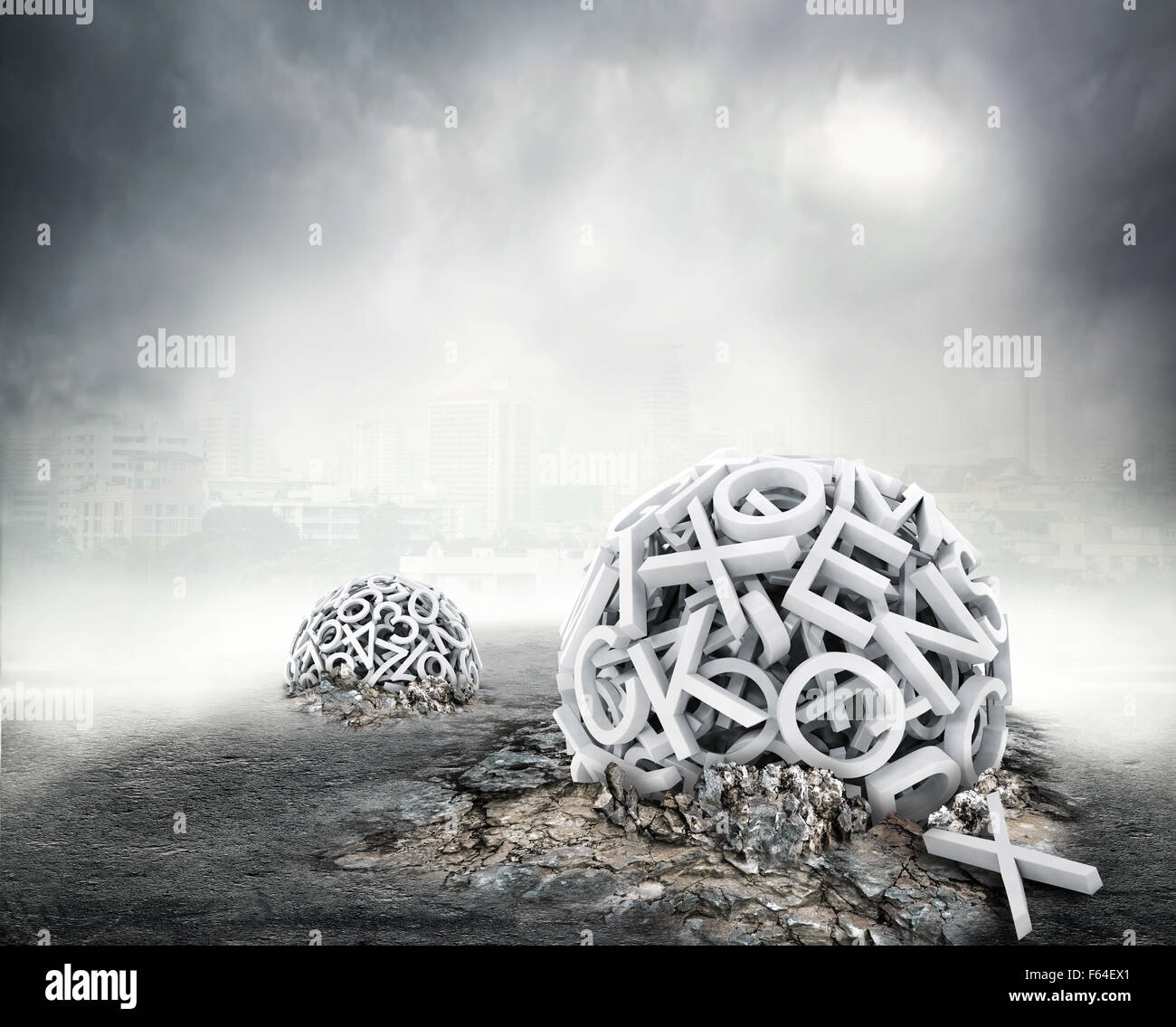 Random letters forming a sphere on the ground Stock Photo - Alamy