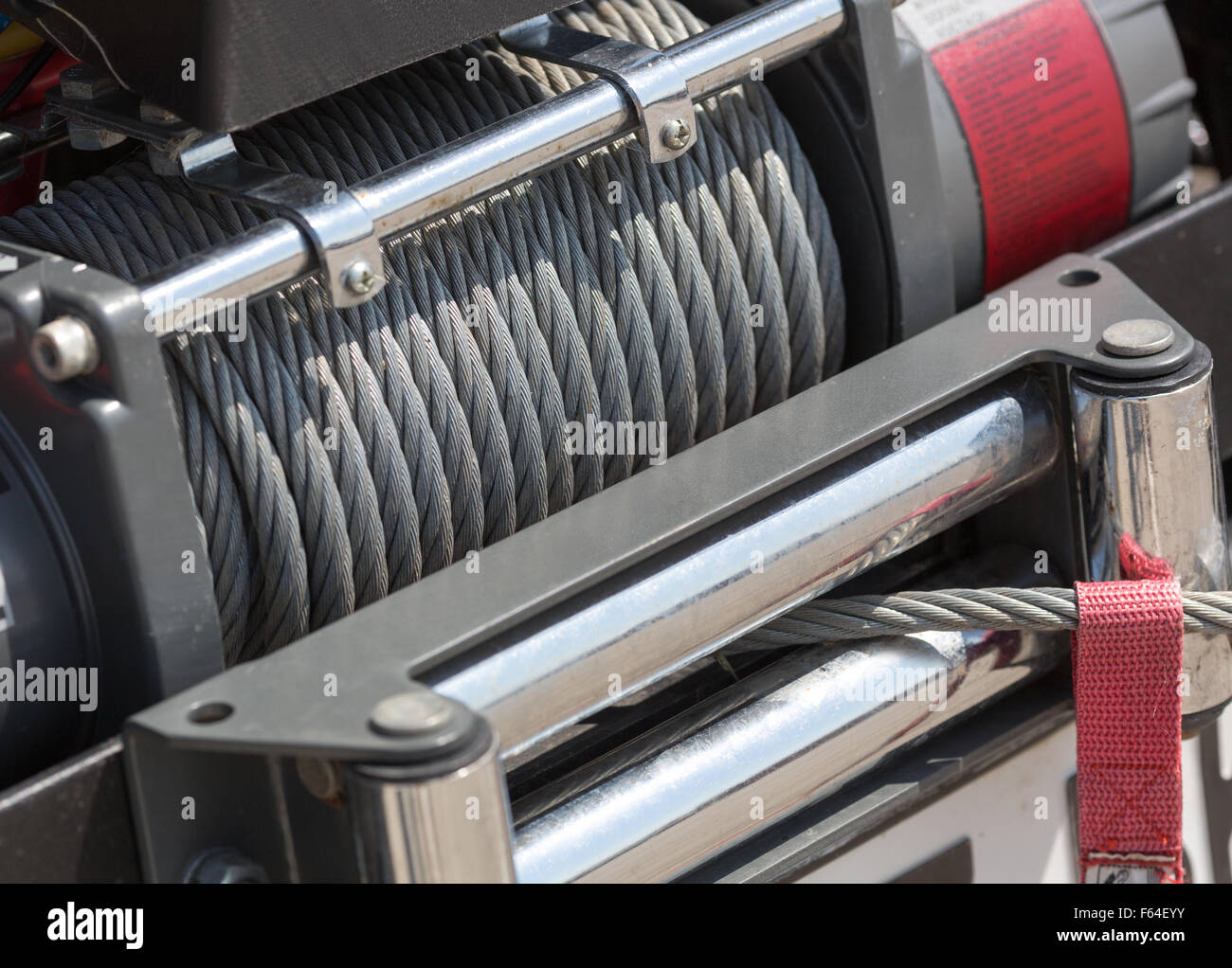 Closeup of Winch - offroad equipment Stock Photo - Alamy