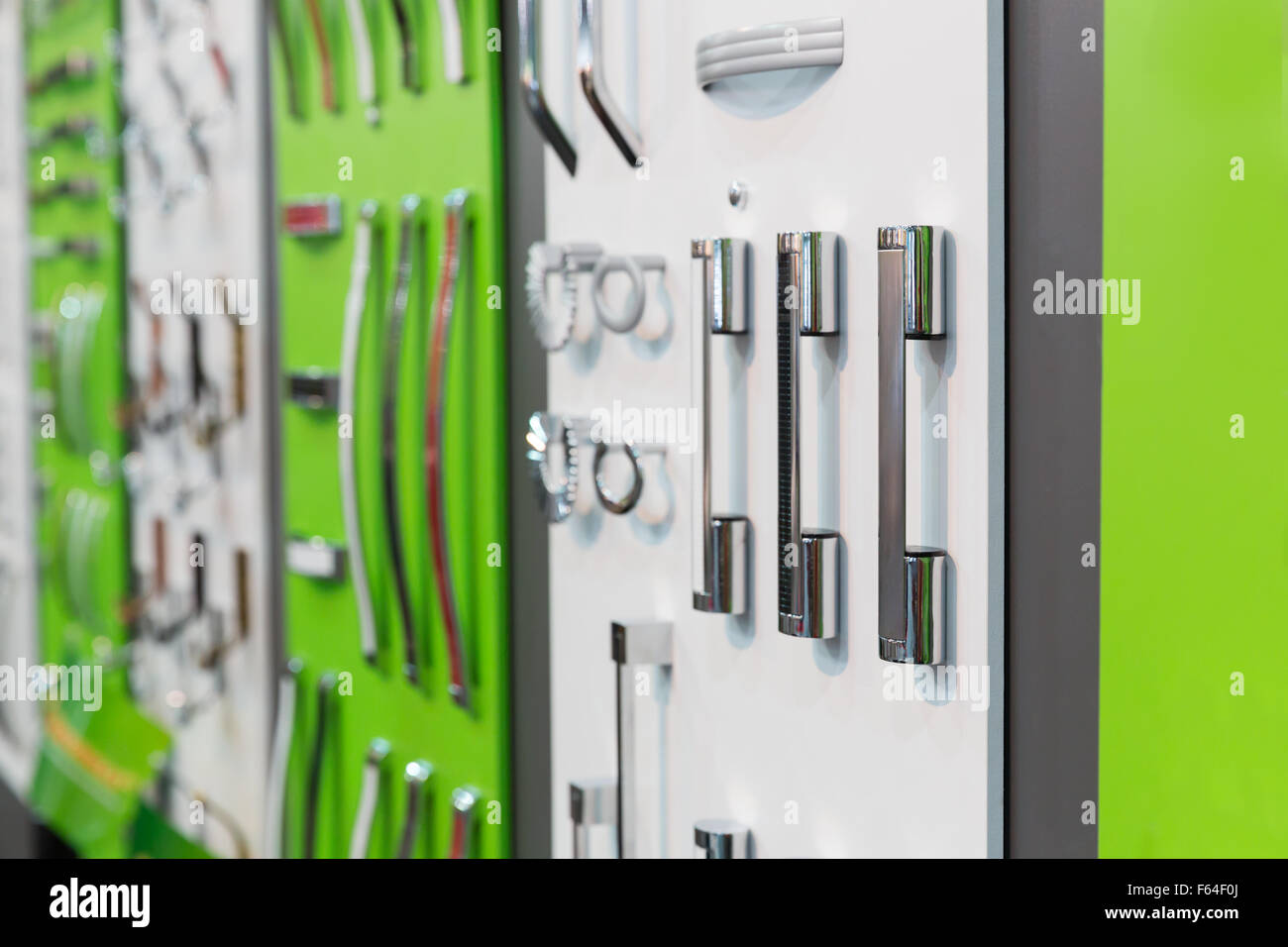 Big range of metal handles closeup picture Stock Photo - Alamy