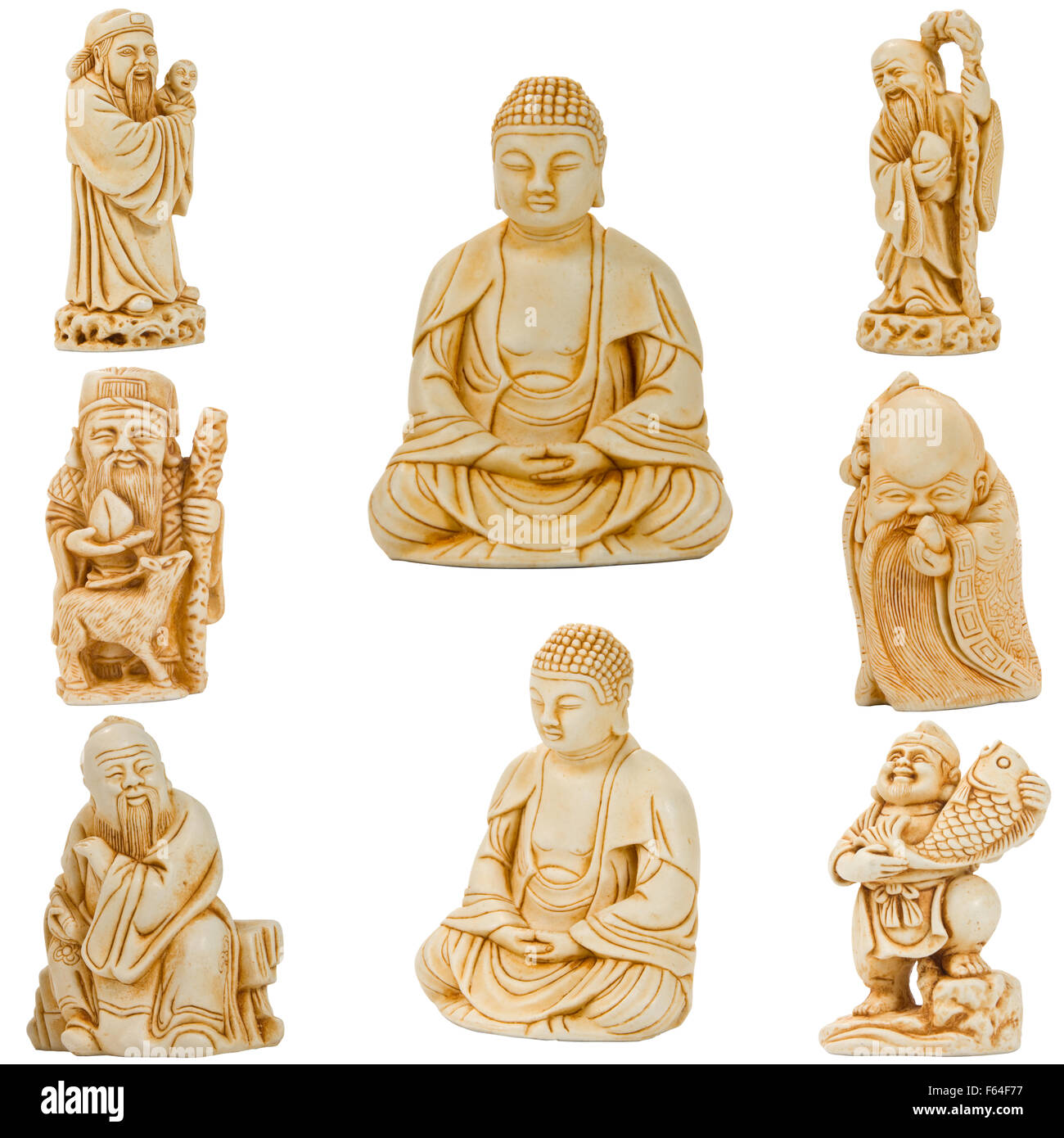 Netsuke of Buddha and other saints Stock Photo - Alamy