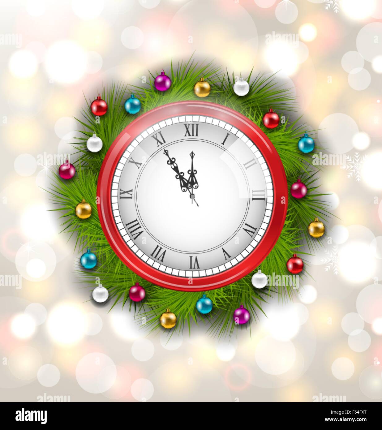Christmas Wreath with Clock Stock Vector Image & Art - Alamy