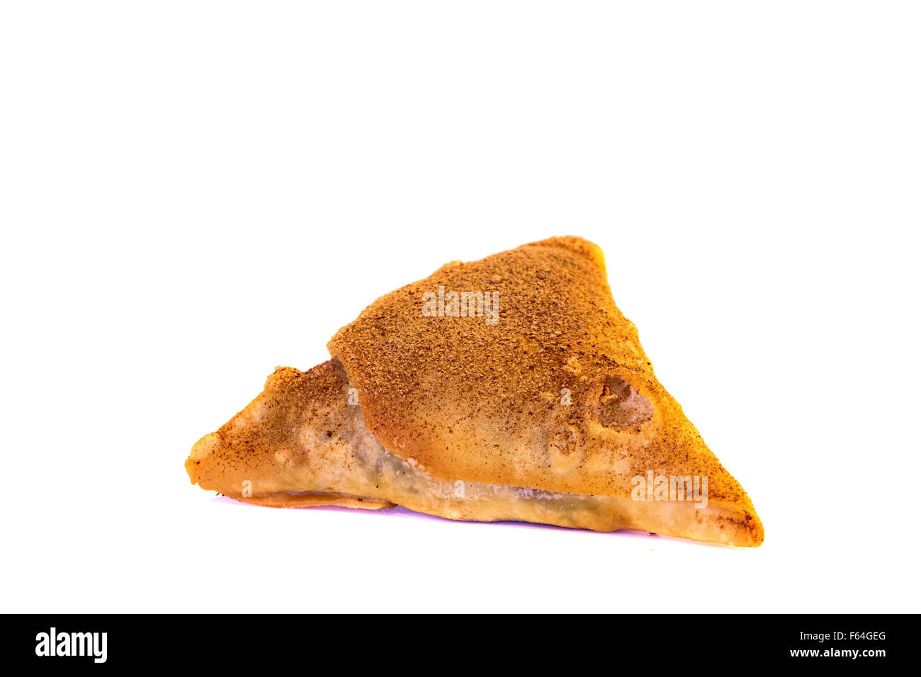 single samosa, vegetables samosa with indian spices on top on white ...