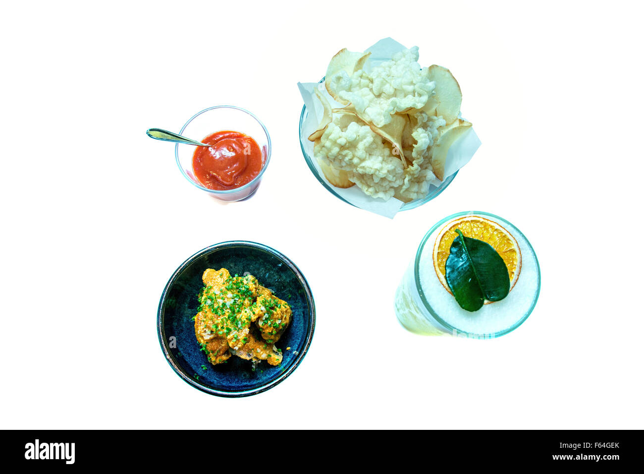 snack bar gourmet food with cocktail on white background Stock Photo ...