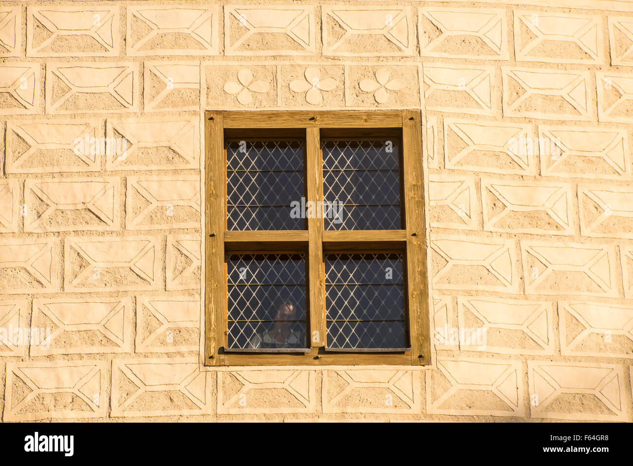 Old window with bars. Window in the castle Stock Photo - Alamy