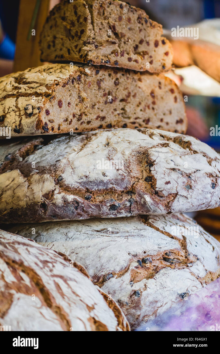 artisan bread in ancient medieval fair, Spain Stock Photo - Alamy