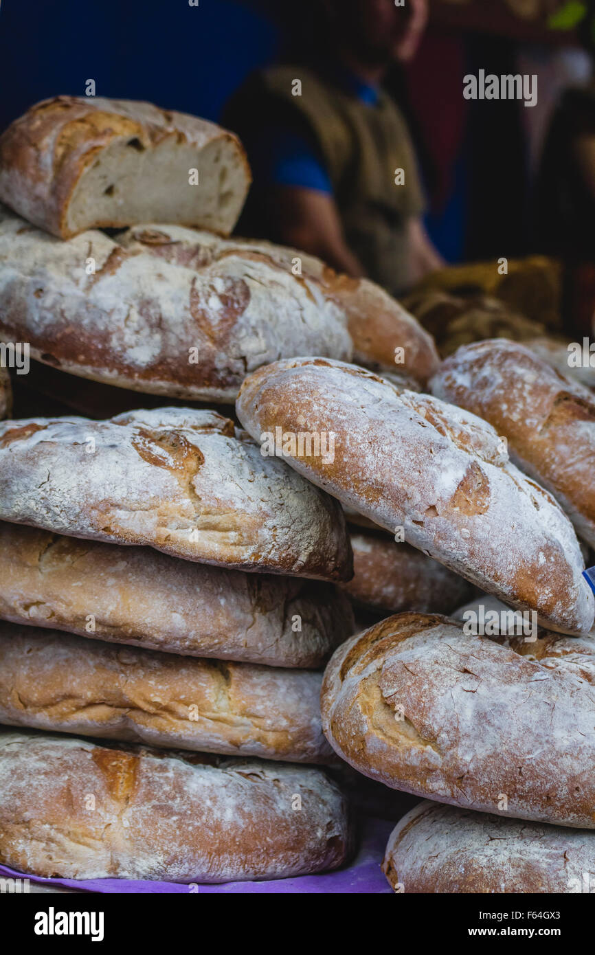 artisan bread in ancient medieval fair, Spain Stock Photo - Alamy